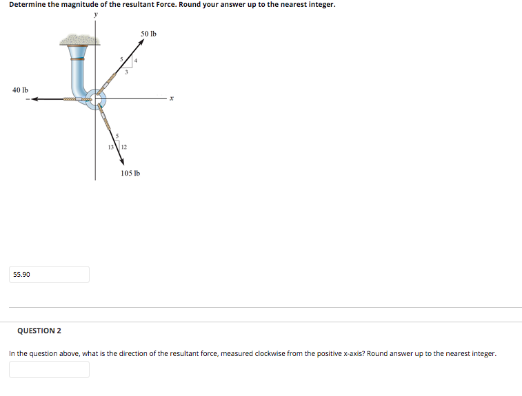 Solved Determine the magnitude of the resultant Force. Round | Chegg.com
