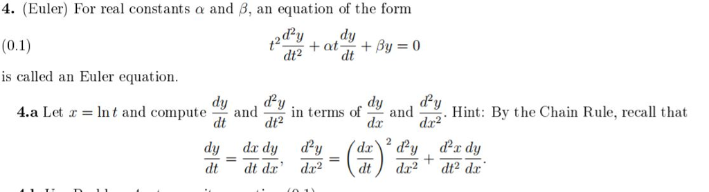 Solved For real constants alpha and beta, an equation of the | Chegg.com
