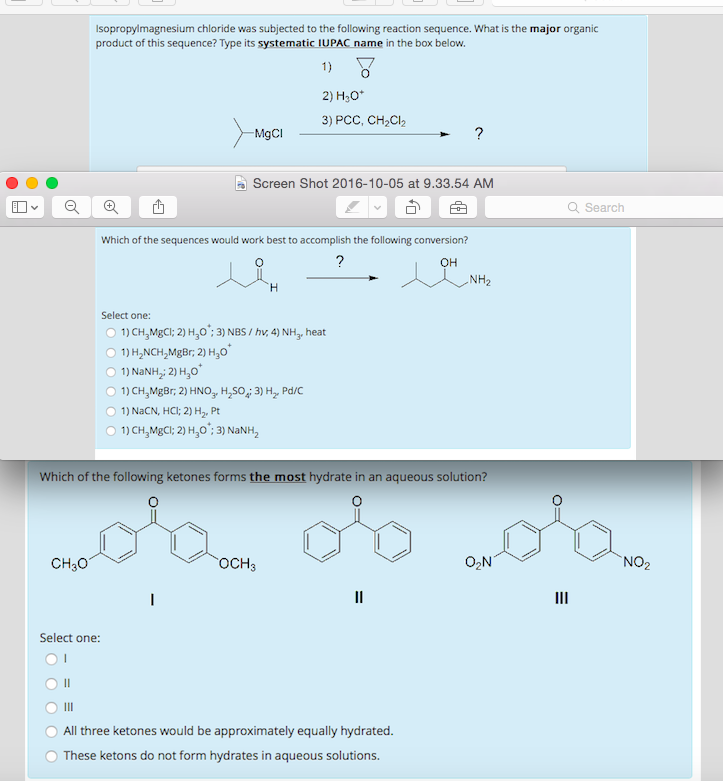 Solved Isopropylmagnesium chloride was subjected to the | Chegg.com