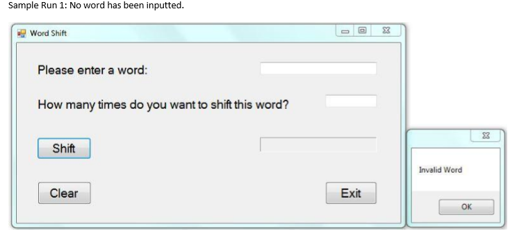 Solved In Visual Basic, create a program that shifts a word | Chegg.com