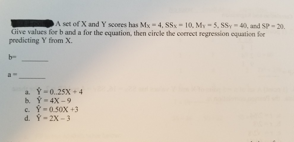 Solved A set of X and Y scores has M_X = 4, SS_X = 10, M_Y = | Chegg.com