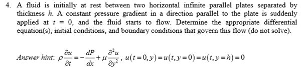 Solved A fluid is initially at rest between two horizontal | Chegg.com