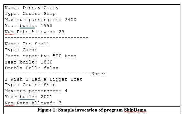 Solved ShipDemo.java This lab is meant to further your | Chegg.com