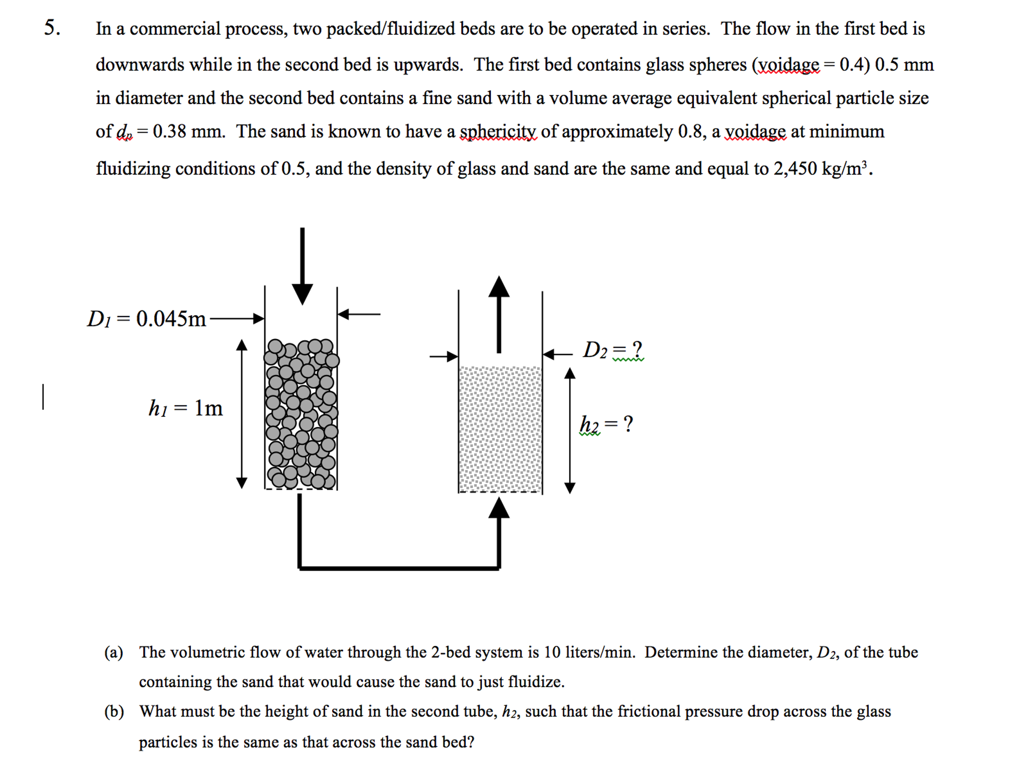 In a commercial process, two packed/fluidized beds | Chegg.com