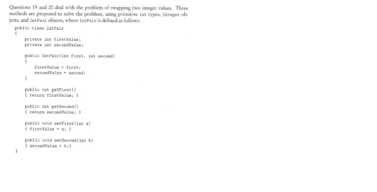 Solved Questions 19 and 20 deal with the problem of swapping | Chegg.com