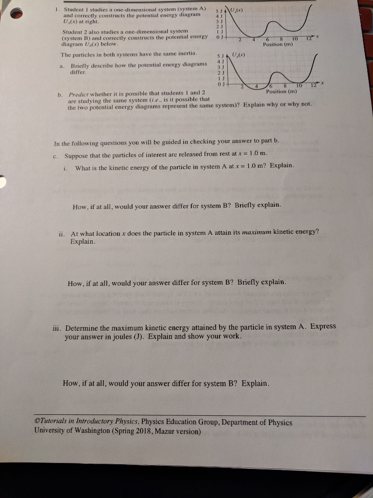 Solved Student 1 studies a one-dimensional system (system A) | Chegg.com