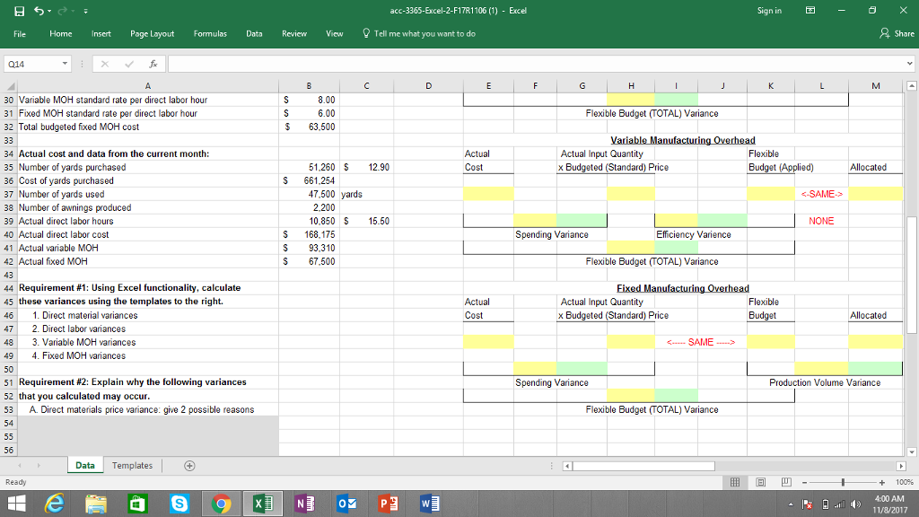 acc-3365-Excel-2-F17R1106 (1) Excel Sign in -0 × File | Chegg.com
