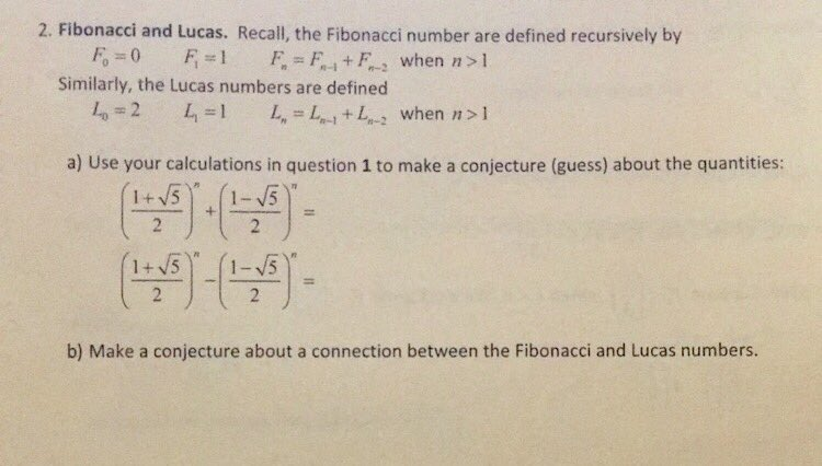 Solved Fibonacci and Lucas. Recall, the Fibonacci number are | Chegg.com