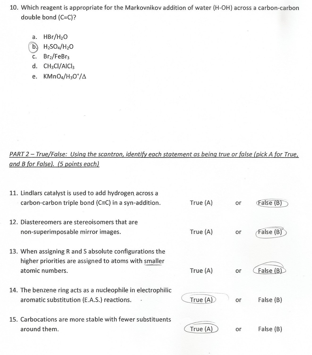 Solved Which reagent is appropriate for the Markovnikov | Chegg.com