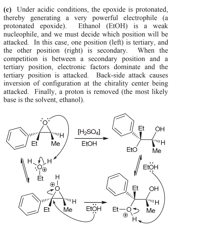 Solved (c) Under acidic conditions, the epoxide is | Chegg.com