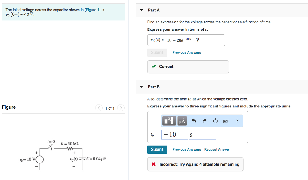 Solved The initial voltage across the capacitor shown in | Chegg.com