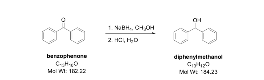 Solved ?? 1. NaBH4, CH3OH 2. HCI, H20 benzophenone C13H00 | Chegg.com