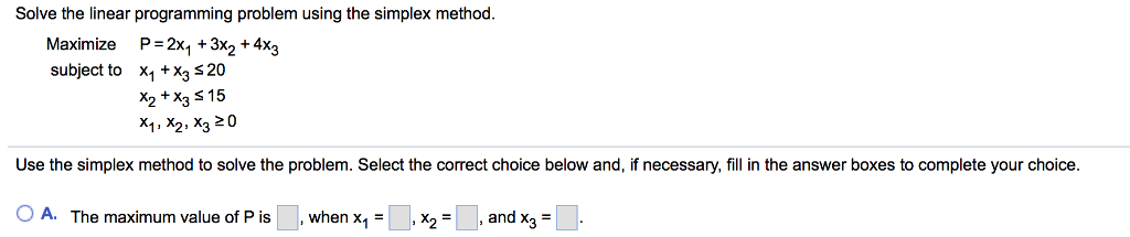 Solved Solve the linear programming problem using the | Chegg.com