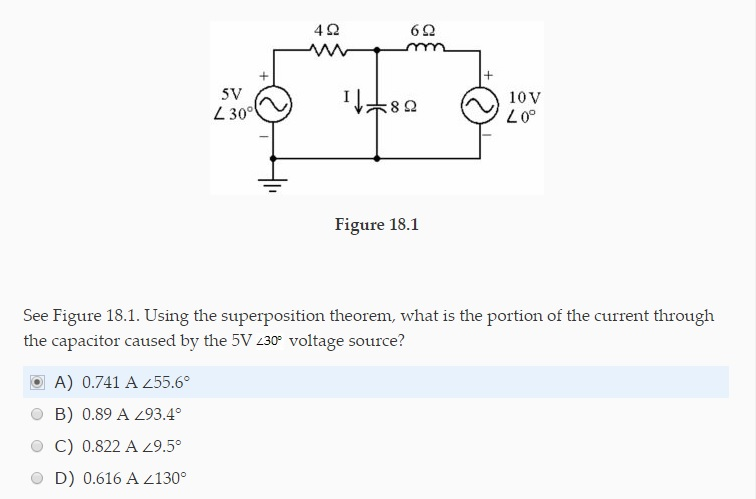 Solved Using the superposition theorem, what is the | Chegg.com