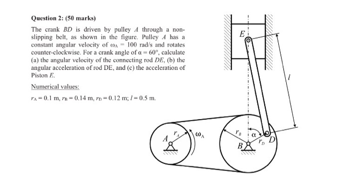 Solved The crank BD is driven by pulley A through a | Chegg.com