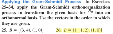 Solved Applying the Gram-Schmidt Process In Exercises 25-34, | Chegg.com