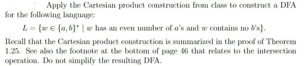 Solved Apply the Cartesian product construction from class | Chegg.com