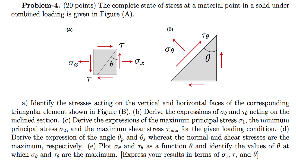 Solved Problem-4. (20 points) The complete state of stress | Chegg.com