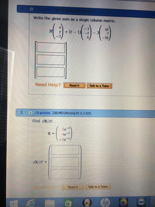 Solved Write the given sum as a single column matrix. 3b(4 | Chegg.com