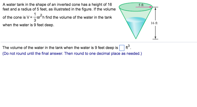 Solved A water tank in the shape of an inverted cone has a | Chegg.com
