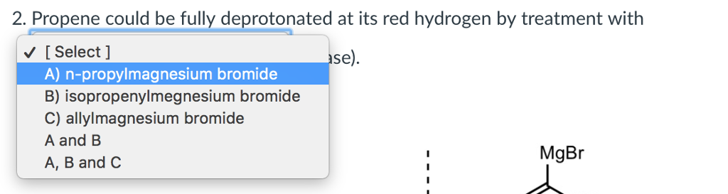 Solved D Question 2 1 pts The allylic proton of propene | Chegg.com