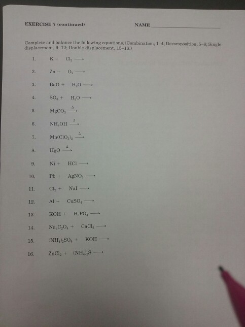 Solved NAME SECTION INSTRUCTOR DATE EXERCISE 7 Equation | Chegg.com