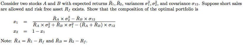 Consider two stocks A and B with expected returns | Chegg.com