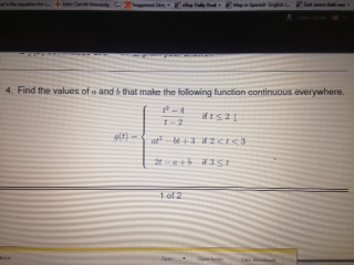 Solved Find the values of a and b that make the following | Chegg.com