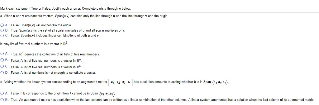 Solved Mark each statement True or False. Justify each | Chegg.com