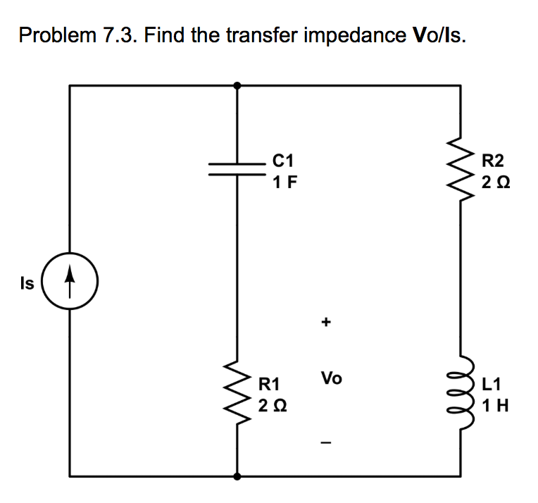 Solved Find the transfer impedance V_o/I_s. | Chegg.com