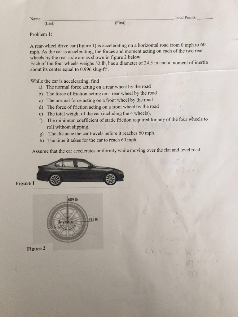 Solved A rear-wheel drive car is accelerating on a | Chegg.com