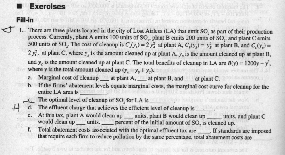 Solved Exercises Fill-in 1. . There are three plants | Chegg.com