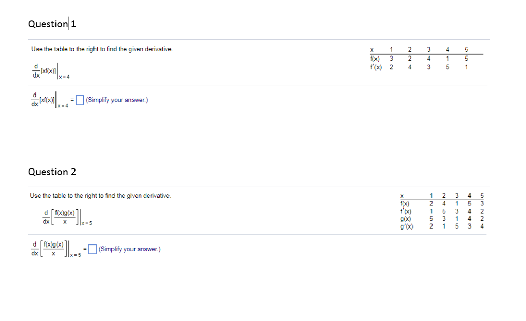 Solved Question 1 Use the table to the right to find the | Chegg.com