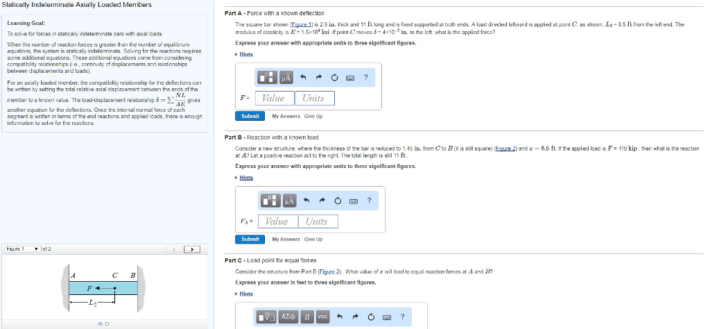 Solved Statically Indeterminate Axially Loaded Members Part | Chegg.com