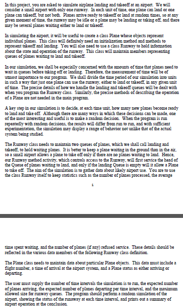 Solved In this project, you are asked to simulate airplane | Chegg.com