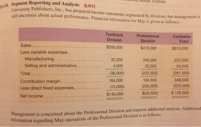 Solved Managerial Accounting Six EditionP11-34 Segment | Chegg.com