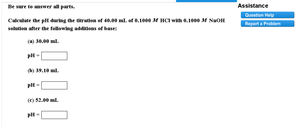 Solved Calculate the pH during the titration of 40.00 nil of | Chegg.com