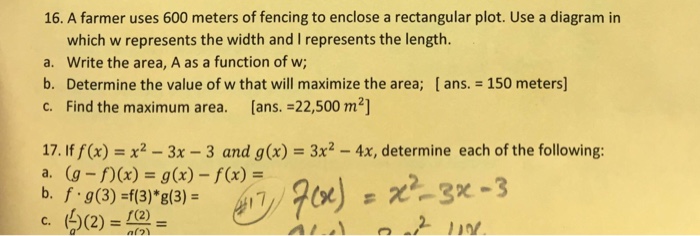 Solved A farmer uses 600 meters of fencing to enclose a | Chegg.com
