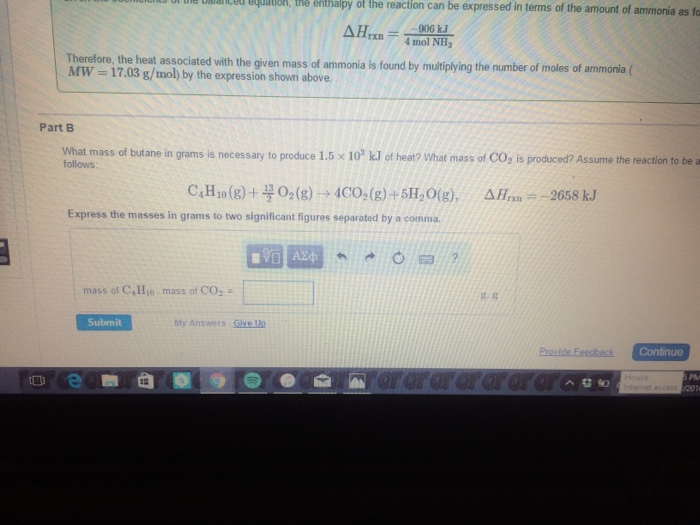 Solved What mass of butane in grams is necessary to produce | Chegg.com