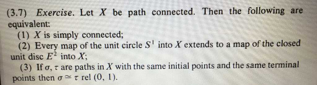 Solved (3.7) Exercise. Let X be path connected. Then the | Chegg.com