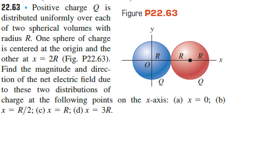 Solved 22.63 Positive charge Q is distributed uniformly over | Chegg.com