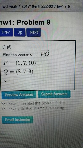 Solved Find the vector v = vector PQ P = (1, 7, 10) Q = | Chegg.com