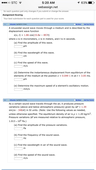 Solved A sinusoidal sound wave moves through a medium and is | Chegg.com