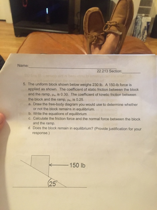 Solved The uniform block shown below weighs 230 lb. A 150-lb | Chegg.com