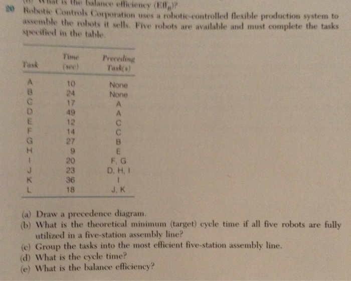 Solved Robots controls corporation uses a robotic-controlled | Chegg.com