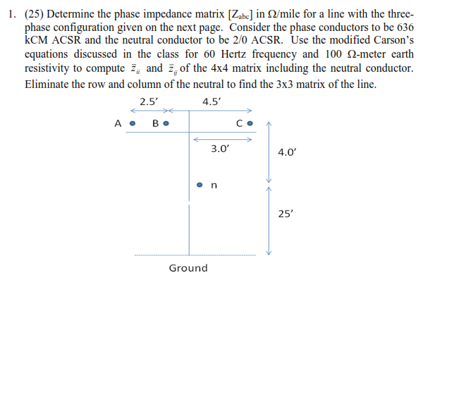 Determine the phase impedance matrix [Z_abc] in | Chegg.com