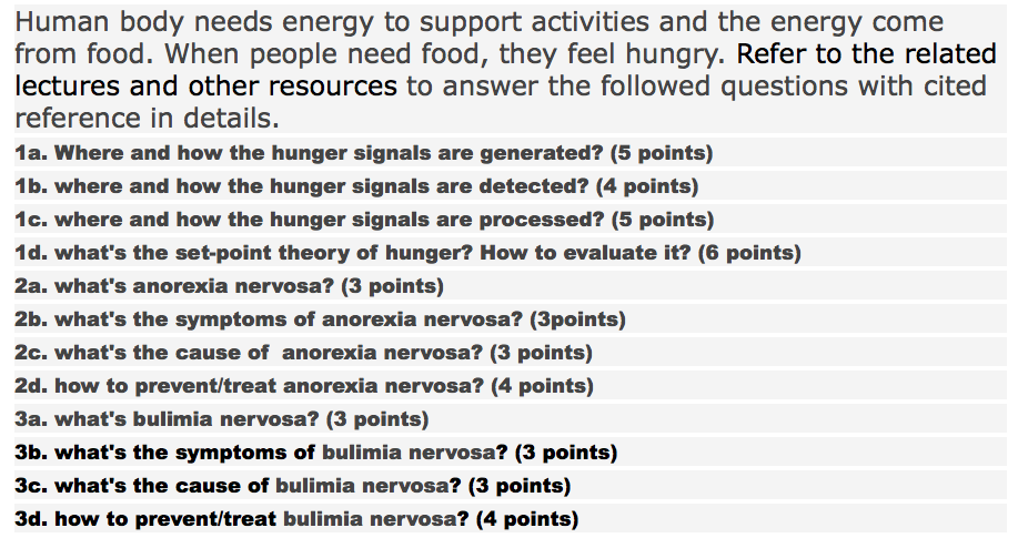 Solved Human Body Needs Energy To Support Activities And The Chegg