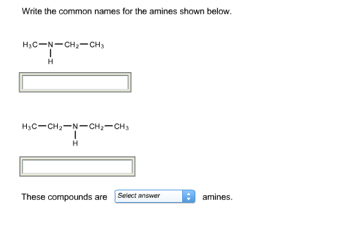 Solved Write the common names for the amines shown below. | Chegg.com