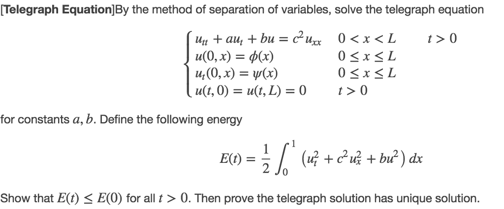 Solved Telegraph Equation]by The Method Of Separation Of