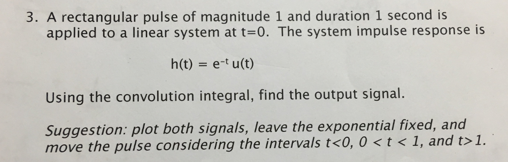 Solved 3. A rectangular pulse of magnitude 1 and duration 1 | Chegg.com